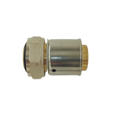 China Compressing Brass Press Fittings for PEX Pipes with Stainless Steel Sleeve - 16 Bar Pressure, -20°C to 150°C Temperature Range for sale