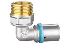 China 1/2 Inch Brass Press Fitting 90 Degree Elbow for PE Pipes - 232 PSI Working Pressure, -20°C to 150°C Temperature Range for sale