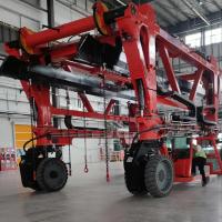 China 80T Industrial Straddle Carrier Truck with 5km/h Speed and 12000mm Turning Radius for Heavy Cargo Handling for sale