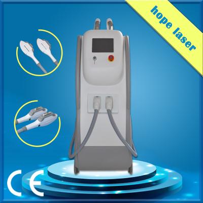 China Vertical SSR SHR IPL Hair Removal Machine 2 Handles Acne Treatment Beauty Equipment for sale