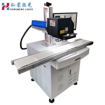China Hong Meng 20W 30W CCD Fiber Optic Vision Positioning Laser Marking Machine with Conveyor Belt for sale