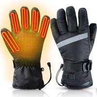 China Electric Heated Skiing Gloves Waterproof Leather 7.4V 2400mAh 0.8kg for sale