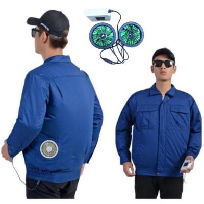 China 100% Cotton Cooling Fan Jacket for Outdoor Work 450g with Two 106mm Fans for sale