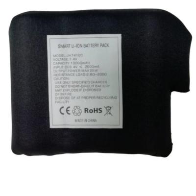 China 7.4V 10000mAh 21700 2S2P Li-Ion Battery Black Diving Cloth Wrapped for Heated Coat for sale