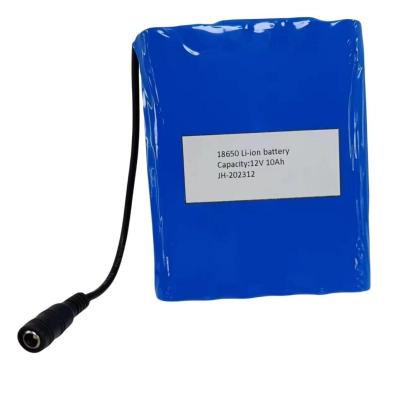 China 12V 10Ah 18650 Lithium Battery Pack 3S4P Flat with DC Female Plug for Heating Pad for sale