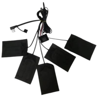 China 5V USB Heating Pad Set 5pcs 7x11cm Carbon Fiber Heat Pads for Vest Blanket for sale