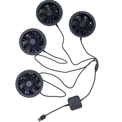 China Summer Cooling Jacket Fan Set 4 Fans 5V USB Powered with 4-Way Cable for Workwear for sale