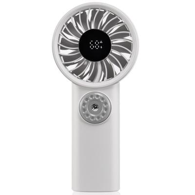 China LED Digital Display Handheld Fan 3600mAh Battery Operated Stepless Speed Folding Travel Fan for sale