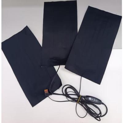 China Custom 12V Heating Pad 30x15cm 3 Pads in One USB Cloth Heater with Switch Controller for Chair for sale
