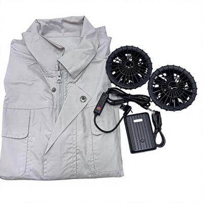 China Summer Workerwear Fan Jacket 100% Cotton Long Sleeve with 10000mAh Power Bank for Welder for sale