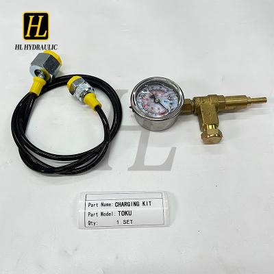 China TOKU Universal Hydraulic Breaker Nitrogen Charging Gauge Kit 10000 PSI for Multiple Hammer Models for sale