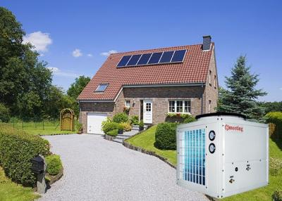 China 40Db 12kw Air Source Heat Pump Water Heater With Solar Panels for sale