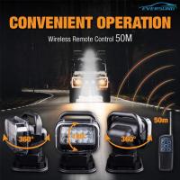 China IP67 50w 360 Degree Rotating Remote Control Led Work Light Search Spotlight for sale