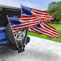 China Security Design Triple Flag Pole Holder Hitch Universal For Jeep SUV RV Pickup for sale