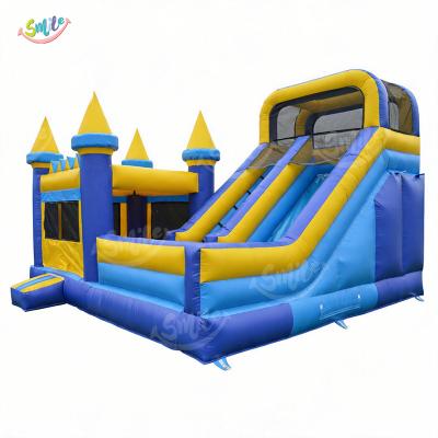 China Commercial Grade Inflatable Castle Combo Bounce House with Slide Blue Yellow Bouncy Castle for Kids Party Rental for sale