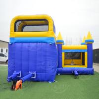 China Commercial Grade Inflatable Castle Combo Bounce House with Slide Blue Yellow Bouncy Castle for Kids Party Rental for sale