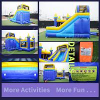 China Commercial Grade Inflatable Castle Combo Bounce House with Slide Blue Yellow Bouncy Castle for Kids Party Rental for sale