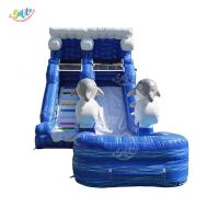 China Commercial Grade Inflatable Dolphin Water Slide Dual Lane with Splash Pool for Party Rental for sale