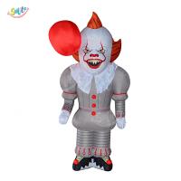 China Halloween Inflatable Scary Clown with Red Balloon, Outdoor Garden Horror Inflatable Clown Model For Yard Party Decor for sale