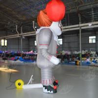 China Halloween Inflatable Scary Clown with Red Balloon, Outdoor Garden Horror Inflatable Clown Model For Yard Party Decor for sale
