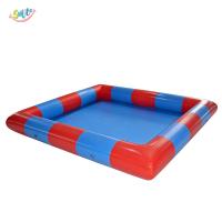 China Red Blue Stripe Square Inflatable Water Pool PVC Kids Swimming Pool For Outdoor Ball Pit Sand Pit Commercial Events for sale