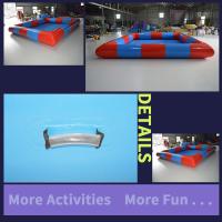 China Red Blue Stripe Square Inflatable Water Pool PVC Kids Swimming Pool For Outdoor Ball Pit Sand Pit Commercial Events for sale
