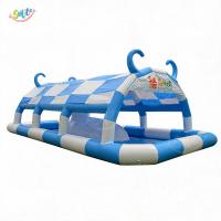 China Blue White Checkered Inflatable Pool With Canopy PVC Inflatable Swimming Pool Sun Shade For Kids Outdoor Water Play Ball Pit for sale