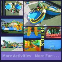 China Inflatable Dinosaur Water Park, Dino Theme Inflatable Water Slide with Double Pools, Commercial Kids Aqua Play Equipment for sale