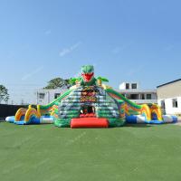 China Inflatable Dinosaur Water Park, Dino Theme Inflatable Water Slide with Double Pools, Commercial Kids Aqua Play Equipment for sale
