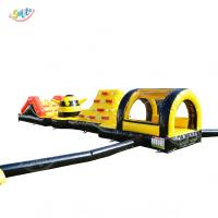 China Commercial Grade Inflatable Obstacle Course Yellow & Black Bouncer Run with Climbing Wall for Party Rental Business for sale