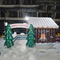 China Inflatable Santa Grotto Gingerbread Cabin Christmas Theme Inflatable House Play Area for Kids Xmas Party Event Rental for sale