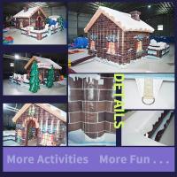 China Inflatable Santa Grotto Gingerbread Cabin Christmas Theme Inflatable House Play Area for Kids Xmas Party Event Rental for sale