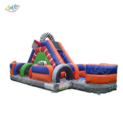 China Commercial Grade Racing Car Inflatable Obstacle Course for Party Rental, Racing Track Bouncy Castle Slide Tunnel Combo for sale