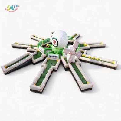 China Commercial Grade 9 Hole Inflatable Mini Golf Game for Party Rental, Portable Inflatable Crazy Golf Course with Obstacles for sale