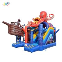 China Commercial Grade Octopus Pirate Ship Inflatable Playground for Party Rental, Ocean Theme Bouncy Castle Slide Combo for sale