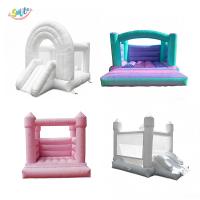 China Multi Style Pastel Inflatable Bounce Castle, White Pink Inflatable Jumping House for Wedding Party Rental for sale