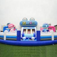 China Commercial Space Robot Inflatable Amusement Park Round Astronaut Theme Bouncy Castle With Slide For Party Rental for sale