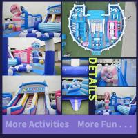 China Commercial Space Robot Inflatable Amusement Park Round Astronaut Theme Bouncy Castle With Slide For Party Rental for sale