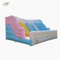 China Commercial Grade Inflatable Slide Kids Pastel Bouncy Slide With Sunshade Net For Outdoor Party Rental Playground for sale