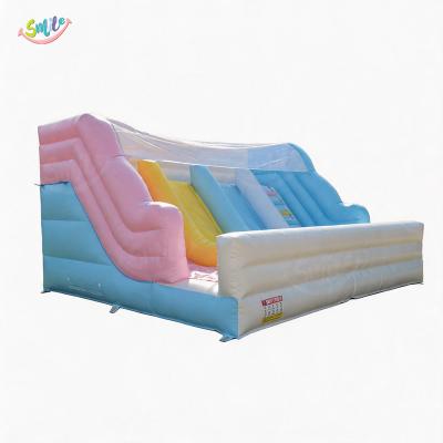 China Commercial Grade Inflatable Slide Kids Pastel Bouncy Slide With Sunshade Net For Outdoor Party Rental Playground for sale