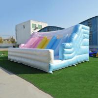 China Commercial Grade Inflatable Slide Kids Pastel Bouncy Slide With Sunshade Net For Outdoor Party Rental Playground for sale