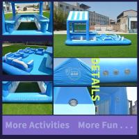 China Commercial Inflatable Floating Island Water Bar With Shade Luxury Floating Dock Lounge Platform For Pool Lake Party for sale