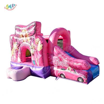 China Commercial Grade Pink Princess Bouncy Castle with Slide Fashion Doll Theme Inflatable Bouncer Combo for Party Rental for sale