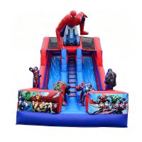 China Commercial Grade Superhero Inflatable Slide City Theme Spider Hero Kids Party Rental Dry Slide Heavy Duty PVC for sale
