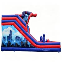 China Commercial Grade Superhero Inflatable Slide City Theme Spider Hero Kids Party Rental Dry Slide Heavy Duty PVC for sale