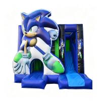 China Commercial Grade Hedgehog Inflatable Bounce House Slide Combo Blue Hero Theme Party Rental Jumping Castle for sale