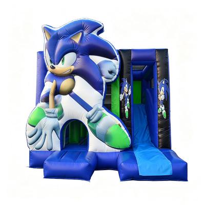 China Commercial Grade Hedgehog Inflatable Bounce House Slide Combo Blue Hero Theme Party Rental Jumping Castle for sale