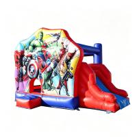 China Heavy Duty PVC Inflatable Superhero Slide Combo Inflatable Bouncer with Slide for Kids Party Rental Business for sale