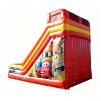 China Commercial Grade Racing Car Inflatable Slide Kids Party Rental Cartoon Car Theme Dry Slide Heavy Duty PVC Bouncer for sale