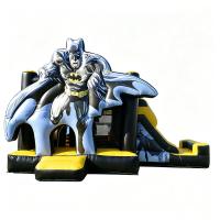 China Commercial Grade Bat Superhero Inflatable Bounce House with Slide Black Yellow Bouncy Castle for Party Rental Business for sale